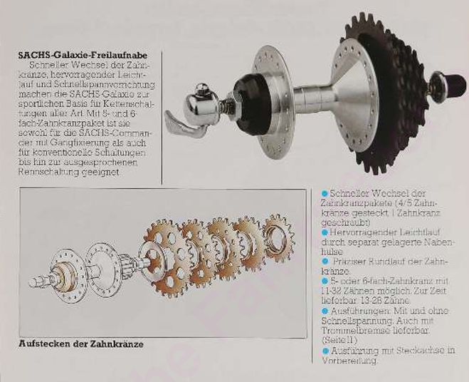 Sachs Galaxie, Orbit, Hügi 6-speed Cassette 13-28 teeth 1980s - 1990s ...