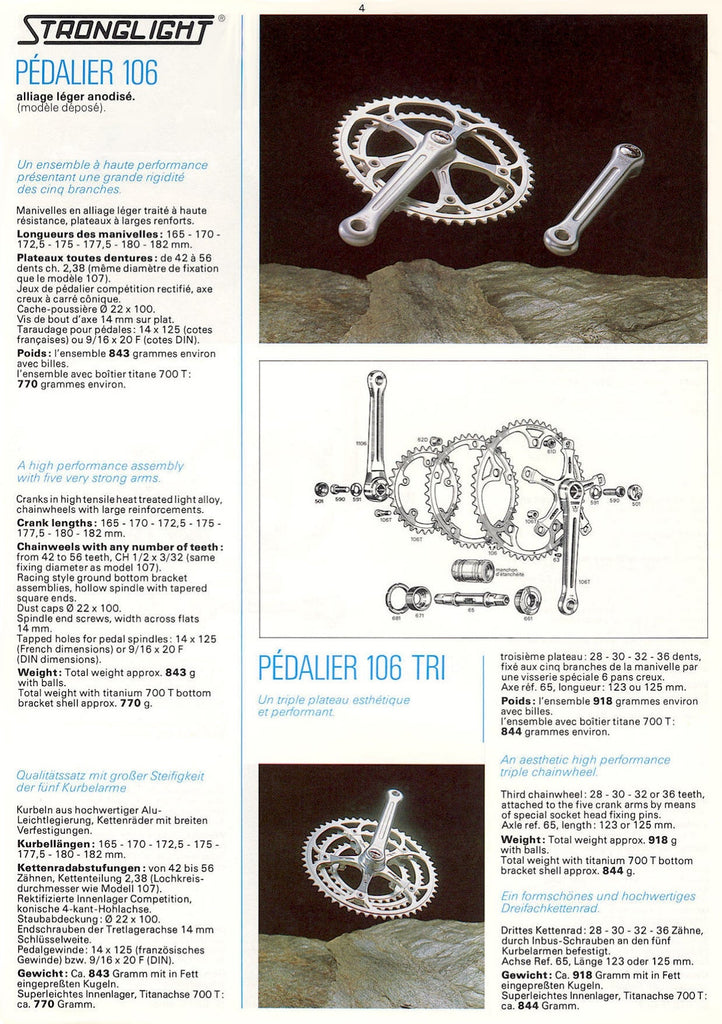 NOS Stronglight 106 big Chainring with 52 teeth and 144 mm BCD from th ...