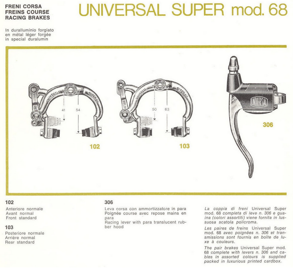 Universal Super mod. 68 single pivot brake calipers from the 1960s - 1 – Velosaloon.com