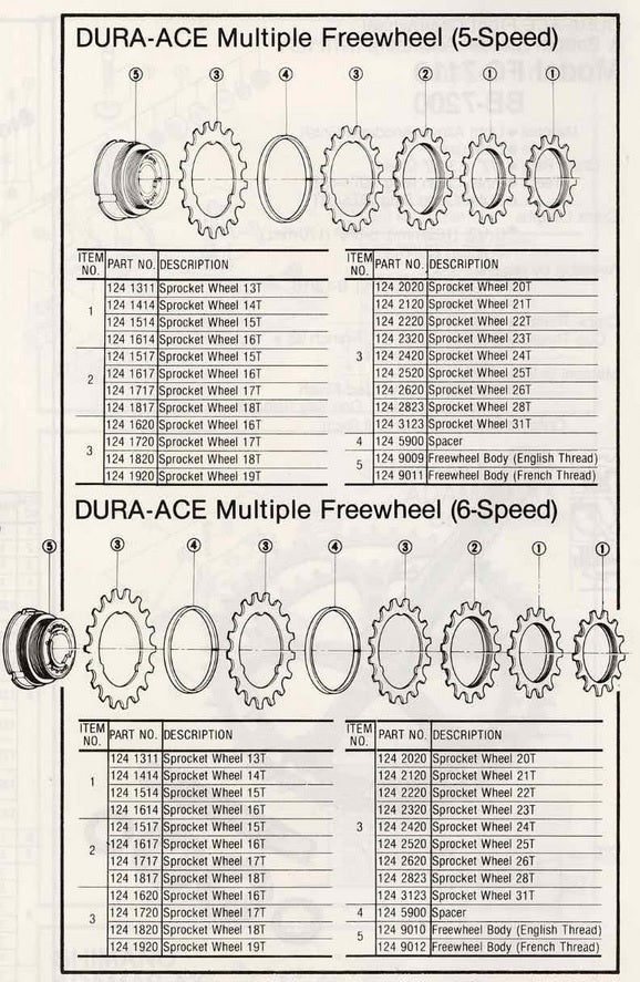 NOS Shimano Dura-Ace #MF-7150 / #MF-7160 (#FA-100 / #FA-110) golden Co ...