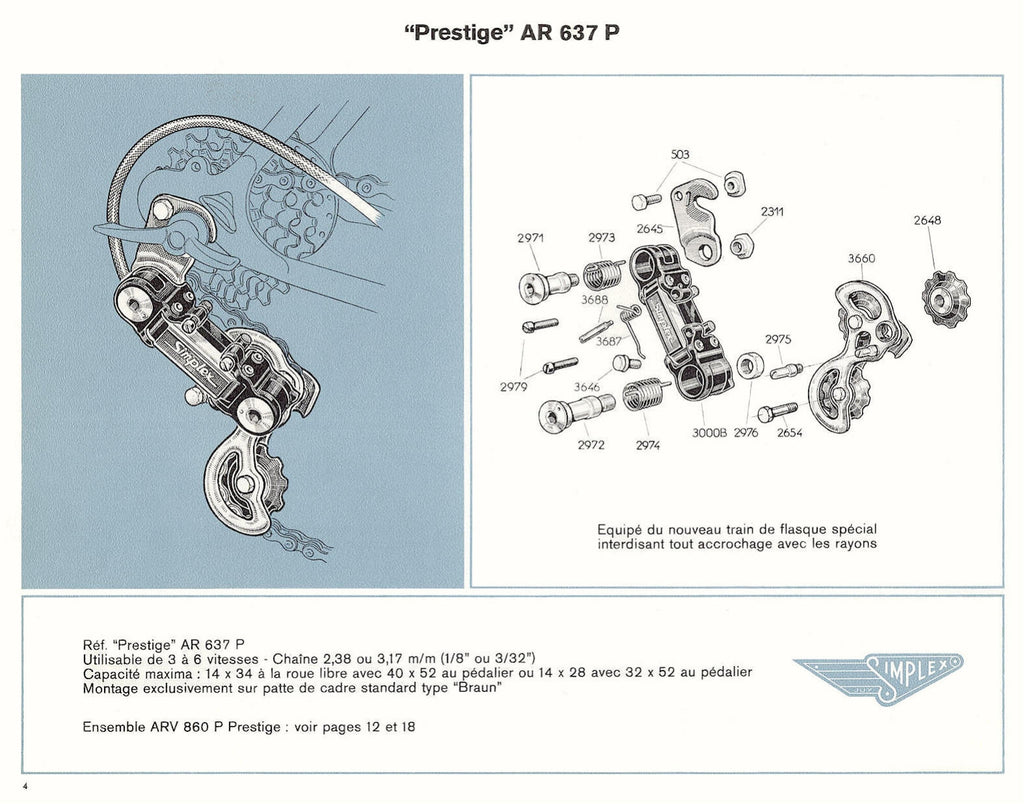 Simplex Prestige #AR 637 P Short Cage Rear Derailleur from the 1970s – Velosaloon.com